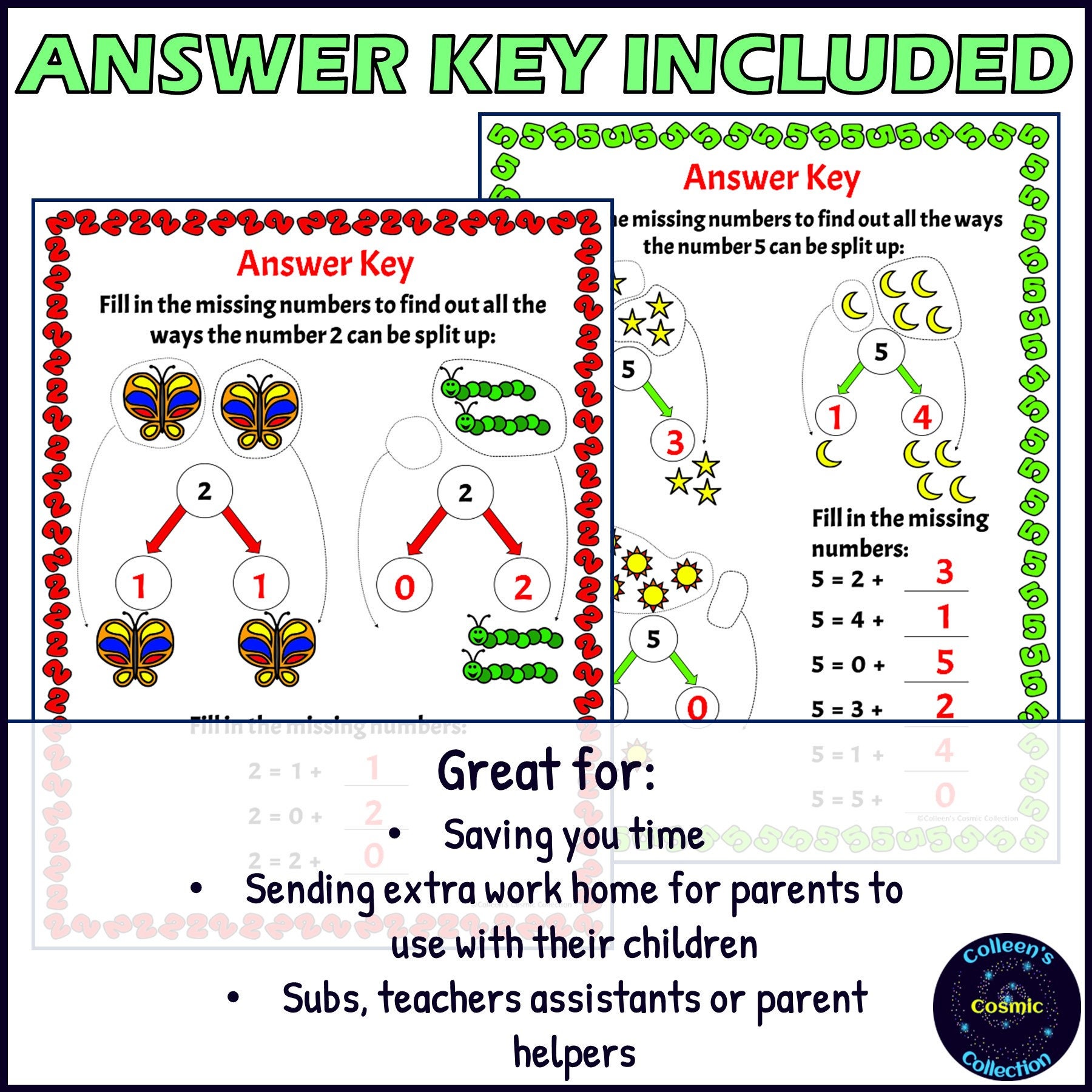 Number Bonds to 5 Activities No Prep Worksheets Printable - Etsy