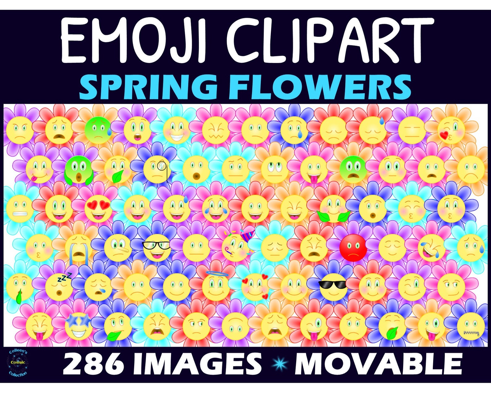 Spring Flower Emoji Clipart Emotions Clip Art Spring Clipart Cute ...