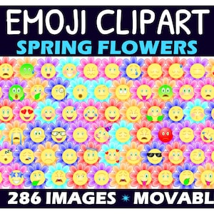 Spring Flower Emoji Clipart - Emotions Clip Art - Spring Clipart - Cute ...