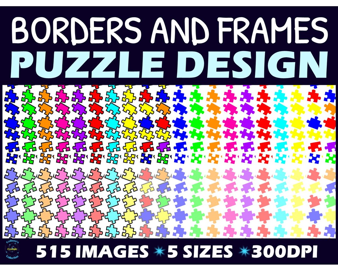 Puzzle Borders Set 3 - Border Clip Art - Etsy