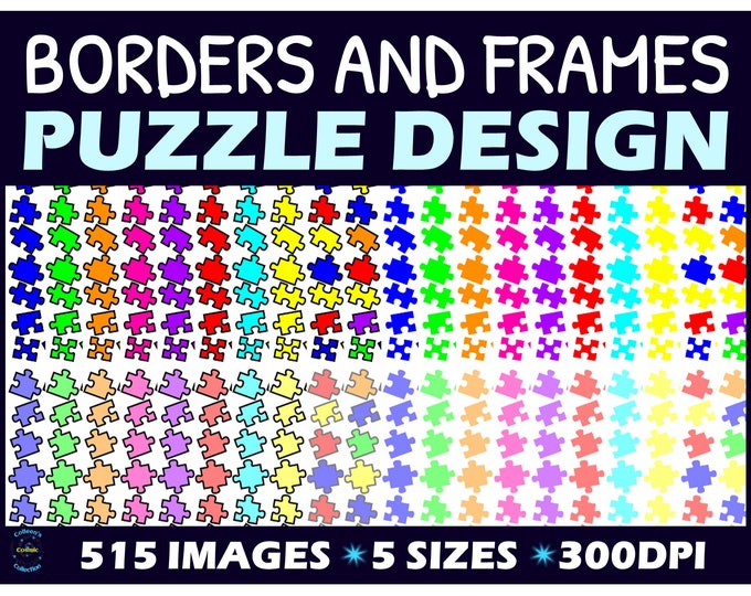 Puzzle Borders Set 3 - Border Clip Art - Etsy