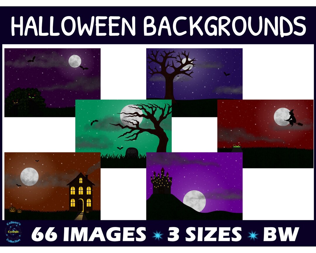 Halloween Background Scenes Clipart - Spooky Halloween Clip Art - Etsy