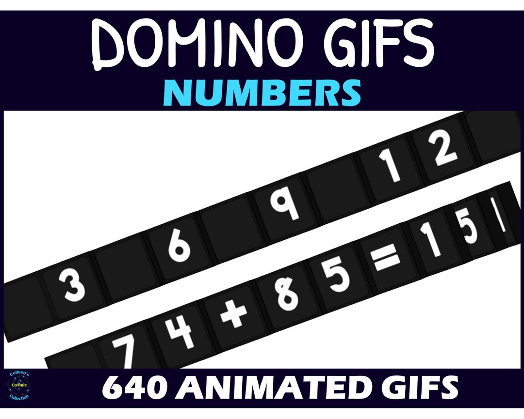 Domino Gifs Animated Dominoes Clipart Black With White Numbers - Etsy