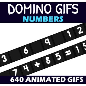Domino Gifs Animated Dominoes Clipart Black With White Numbers - Etsy
