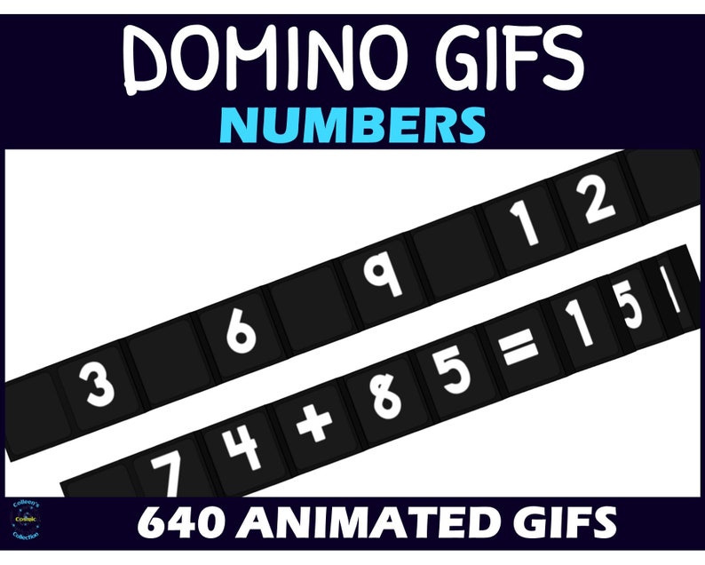 Domino Gifs Animated Dominoes Clipart Black With White Numbers - Etsy