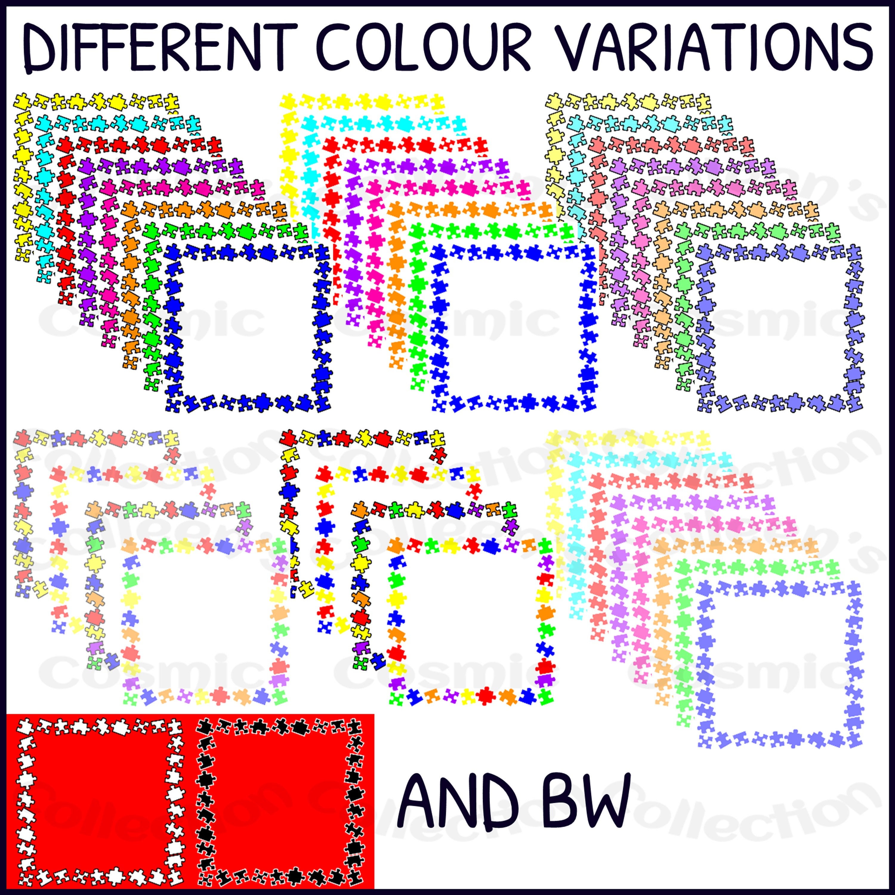 Puzzle Borders Set 3 - Border Clip Art - Etsy