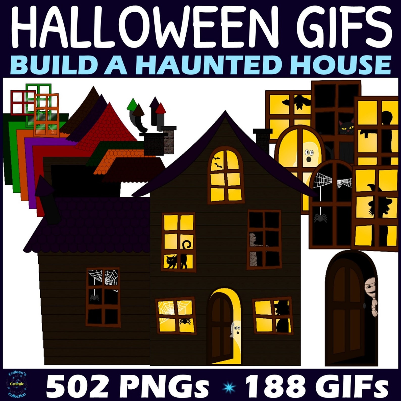 Build Your Own Scene Halloween Clipart and Animated GIF Clipart BUNDLE ...
