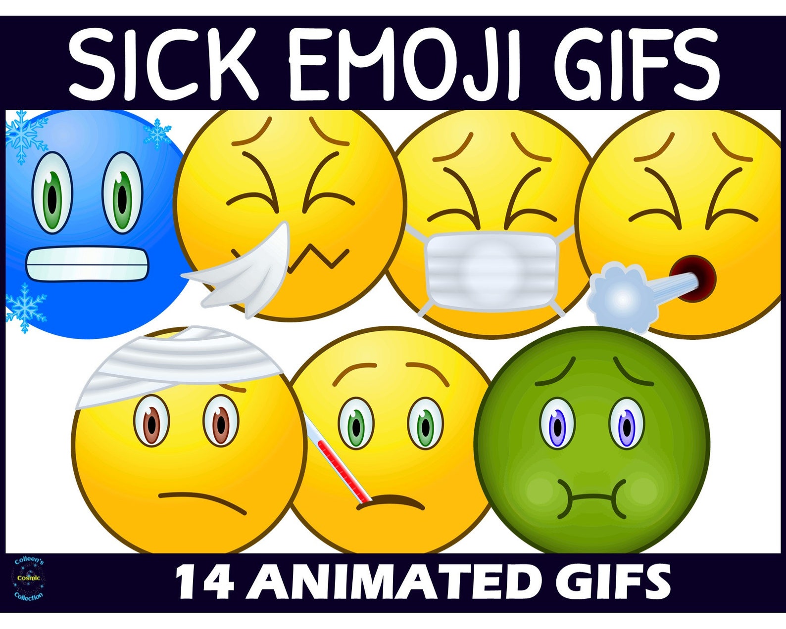 Sick Emoji Gifs Set 1 - Emotions Clip Art - Animated Emoji Clip Art ...