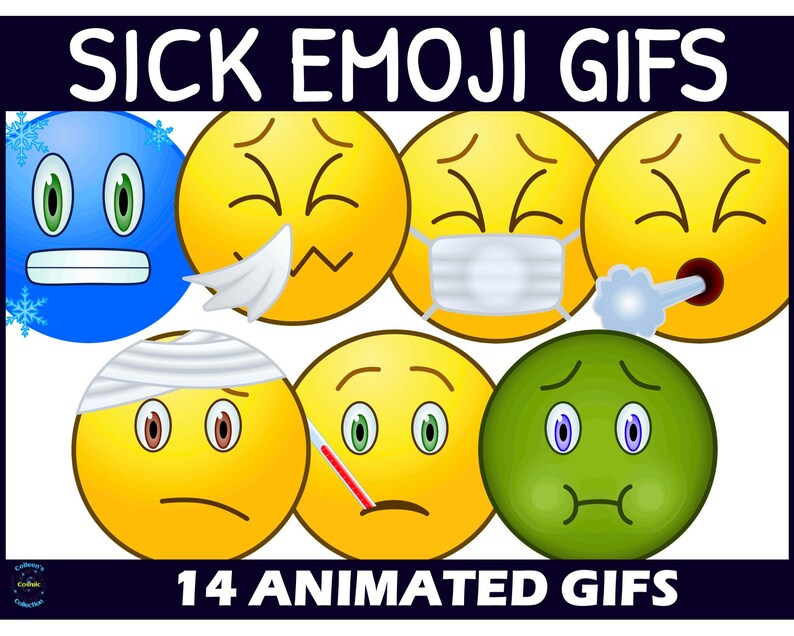 Sick Emoji Gifs Set 1 - Emotions Clip Art - Animated Emoji Clip Art ...