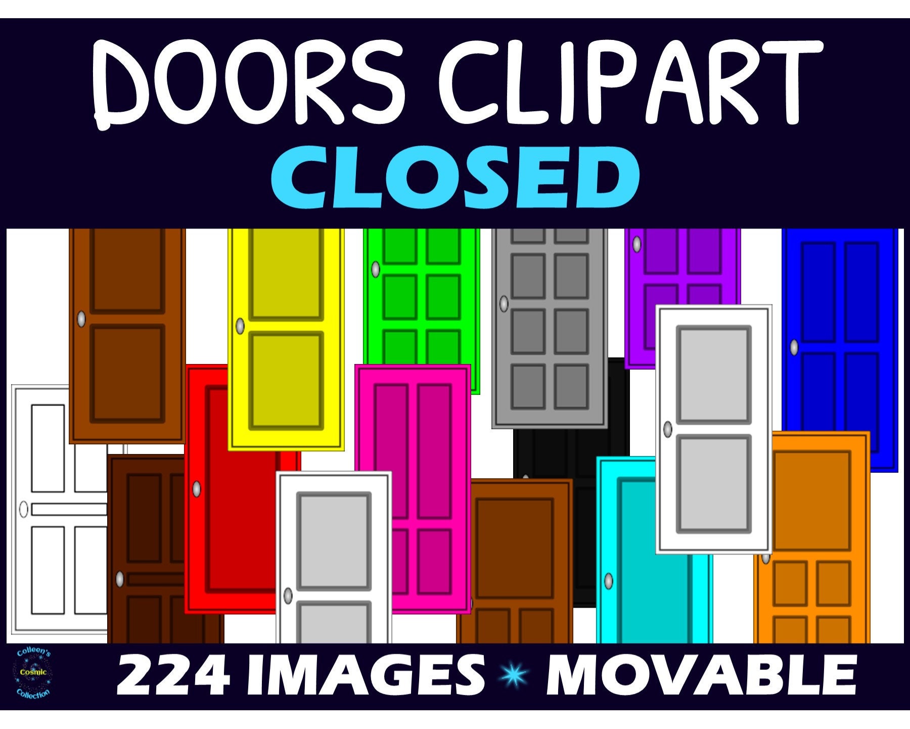 Rainbow Doors Clipart - Closed, Door Clipart, Rainbow Doors ...