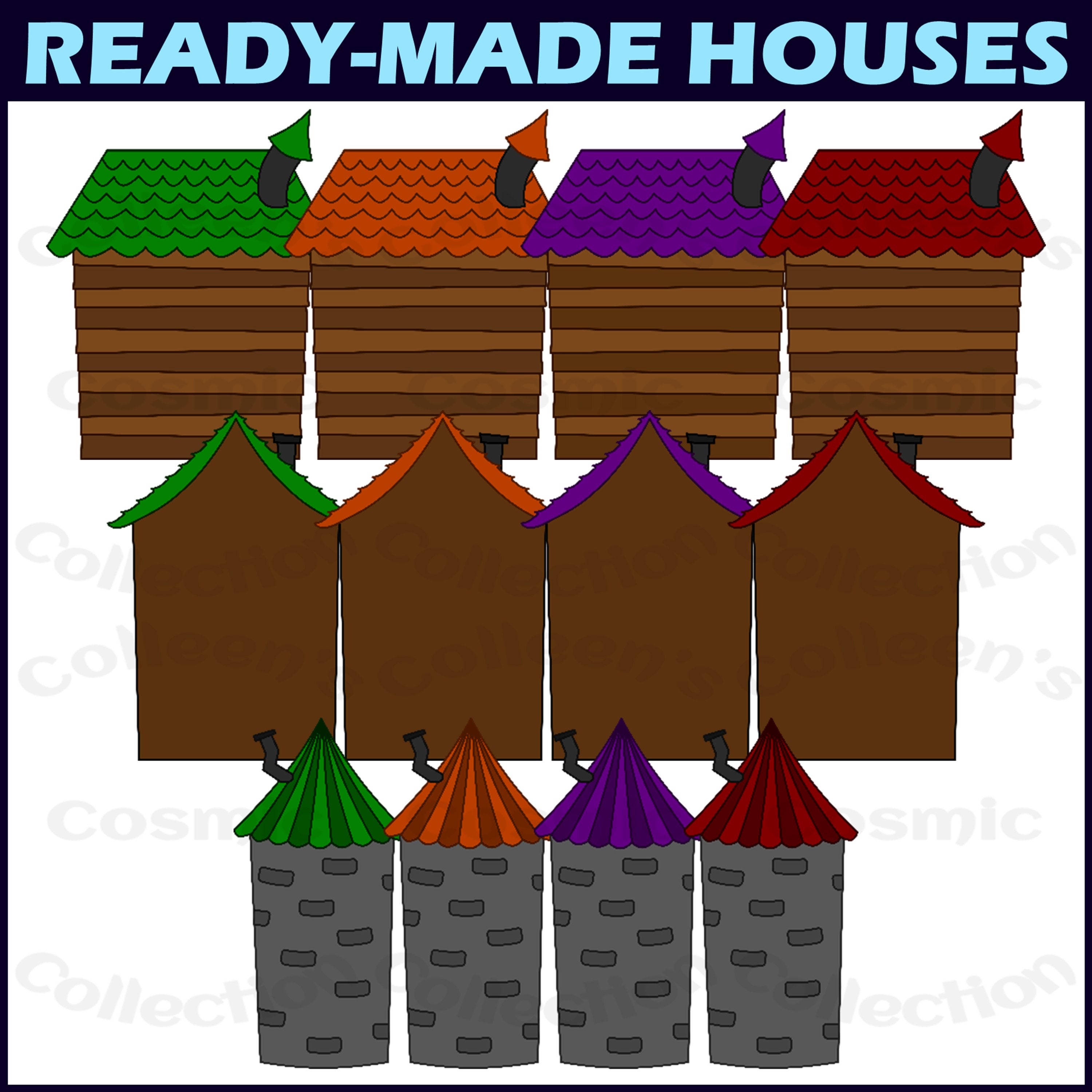 Build a Haunted House Halloween Clipart - Spooky Halloween Clip Art - Etsy