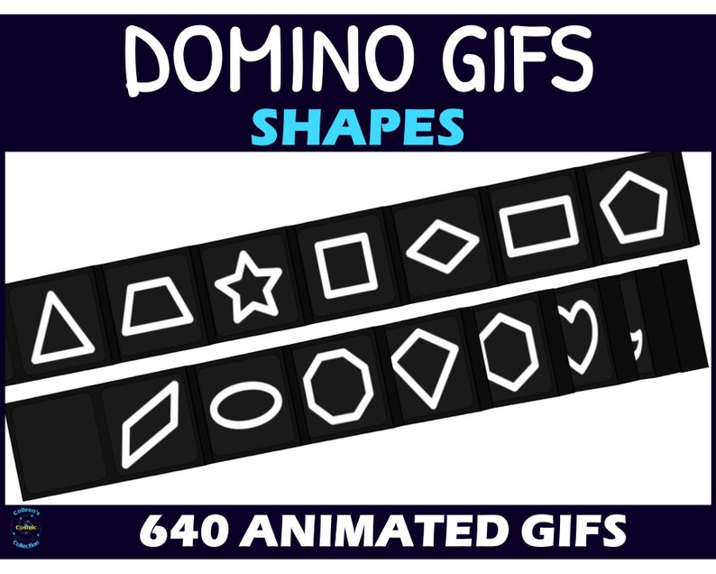 Domino Gifs Animated Dominoes Clipart Black With White Shapes - Etsy