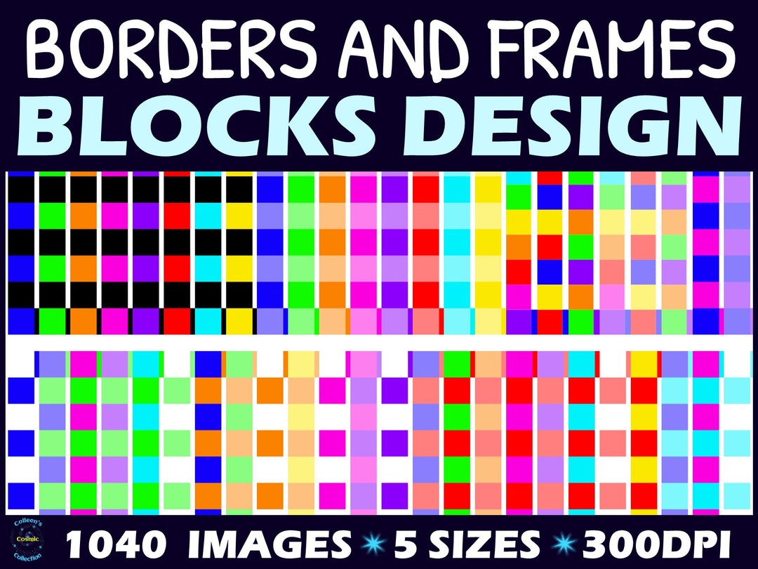 Colourful Squares Borders - Border Clipart - Etsy