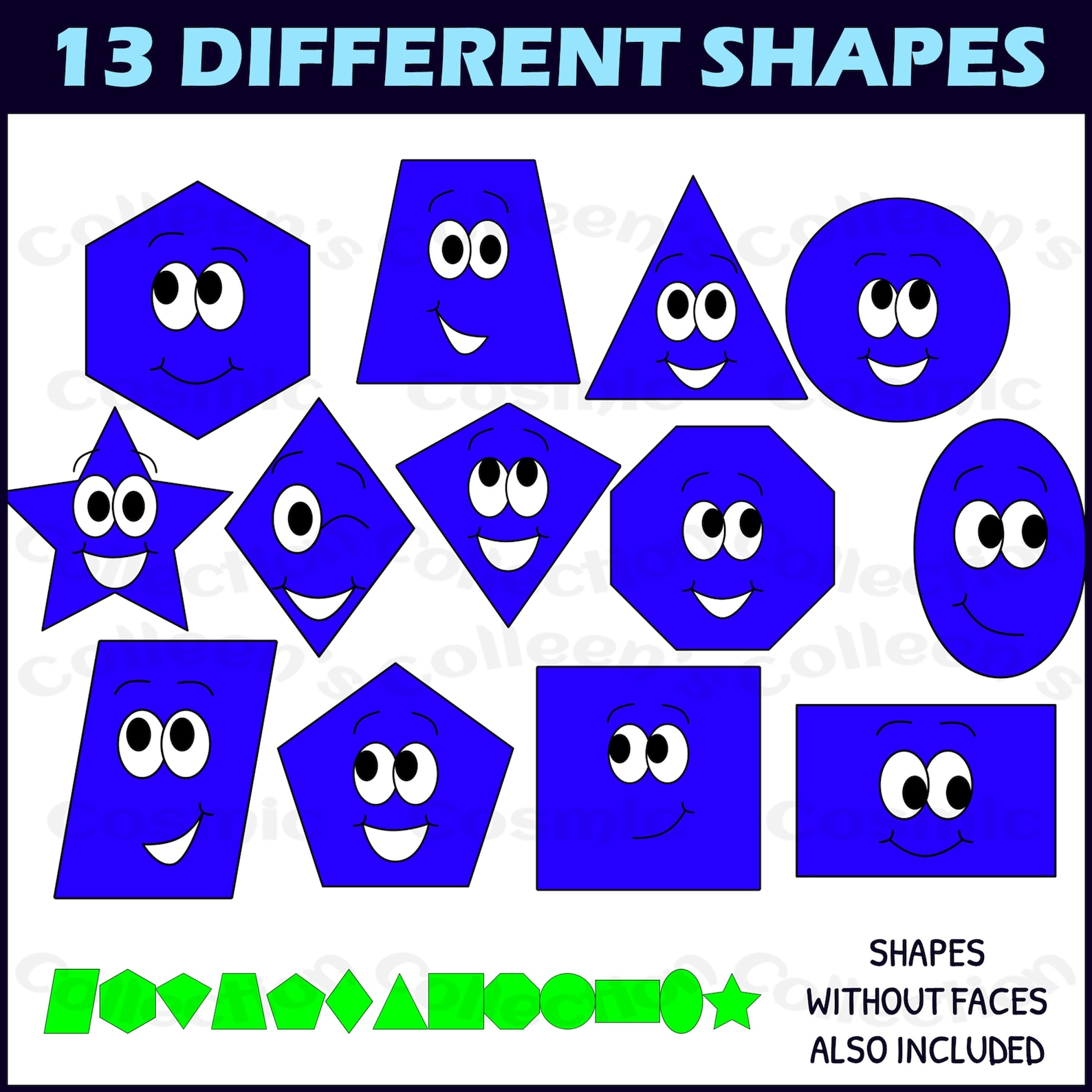 Shapes Clipart 2D Shapes PNG Cute Geometric Shapes Clip Art - Etsy