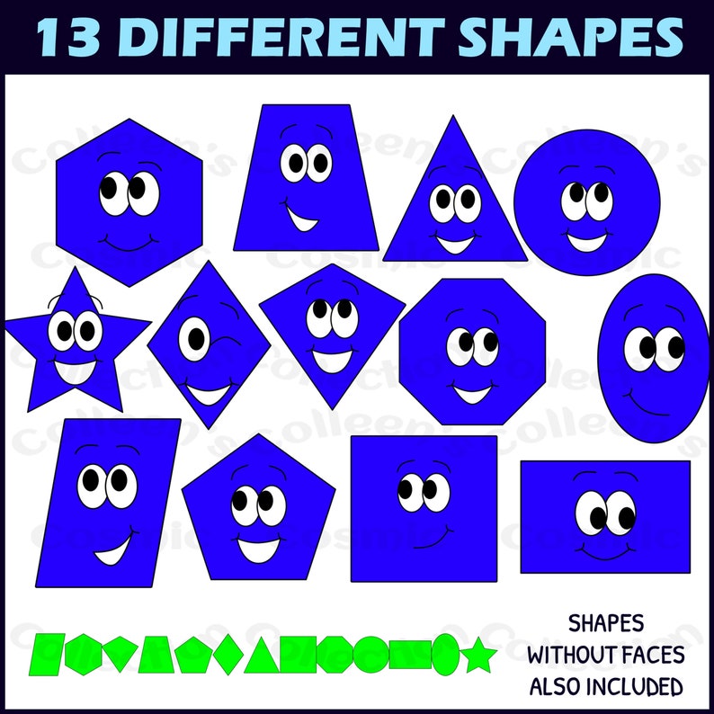 Shapes Clipart 2D Shapes PNG Cute Geometric Shapes Clip Art - Etsy