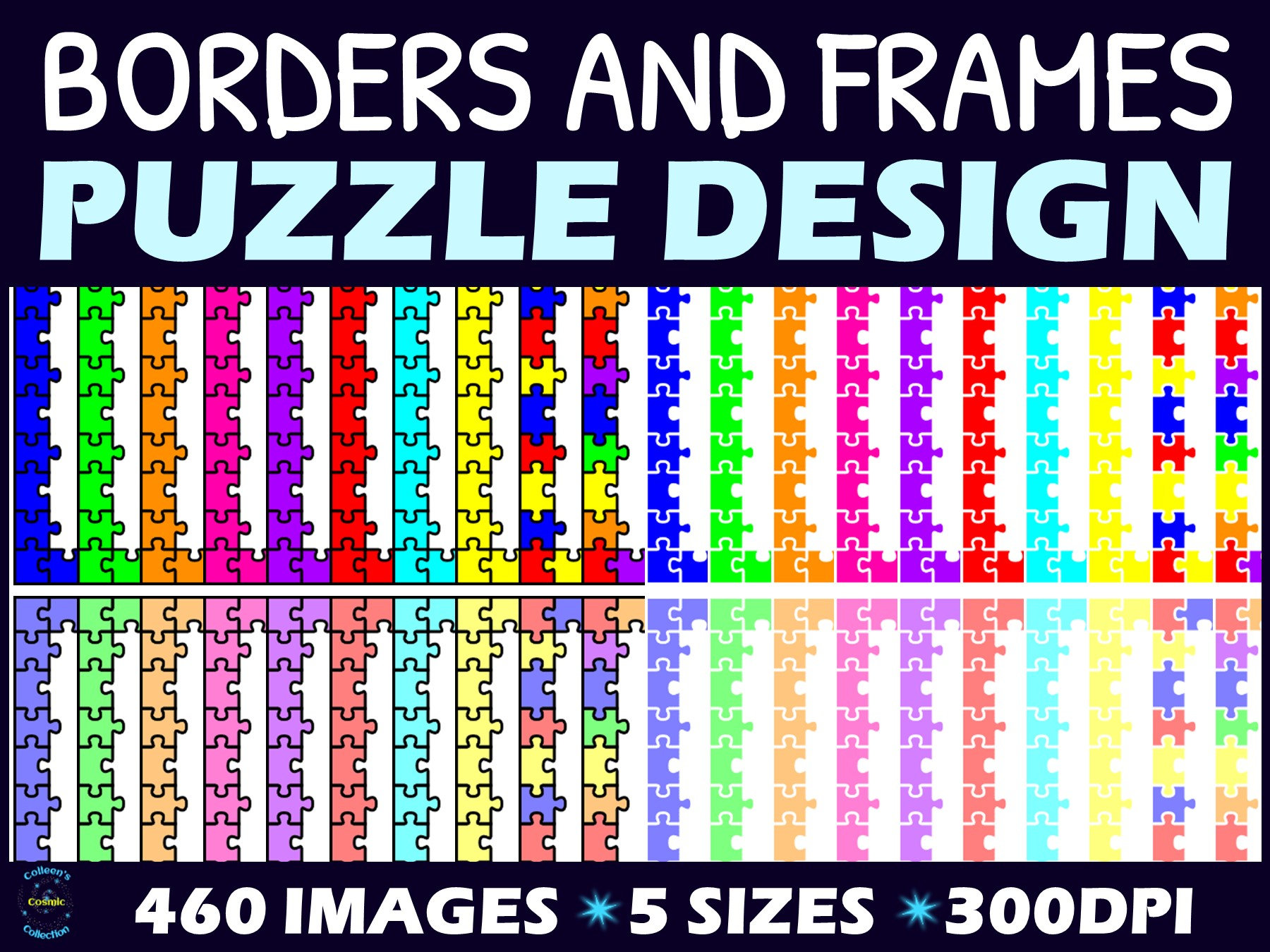 Puzzle Borders Set 2 - Border Clip Art - Etsy