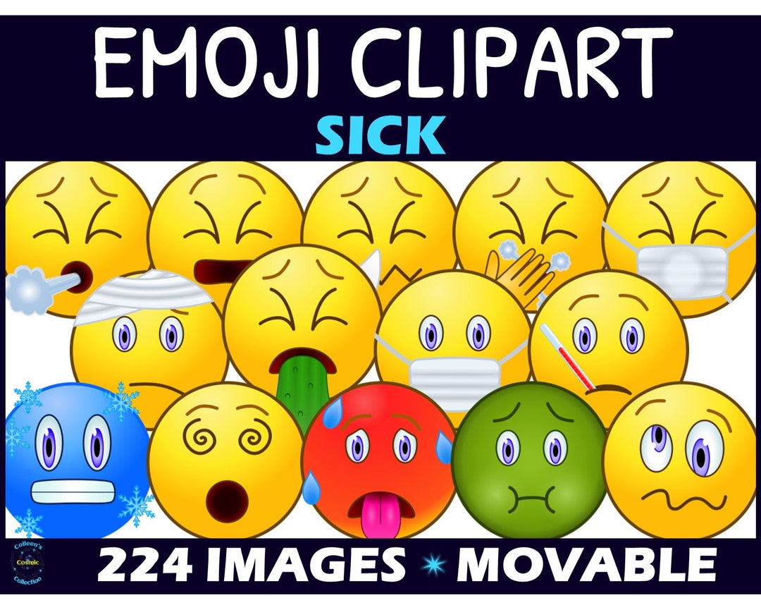 Sick Emoji Clipart Emotions Clip Art - Etsy