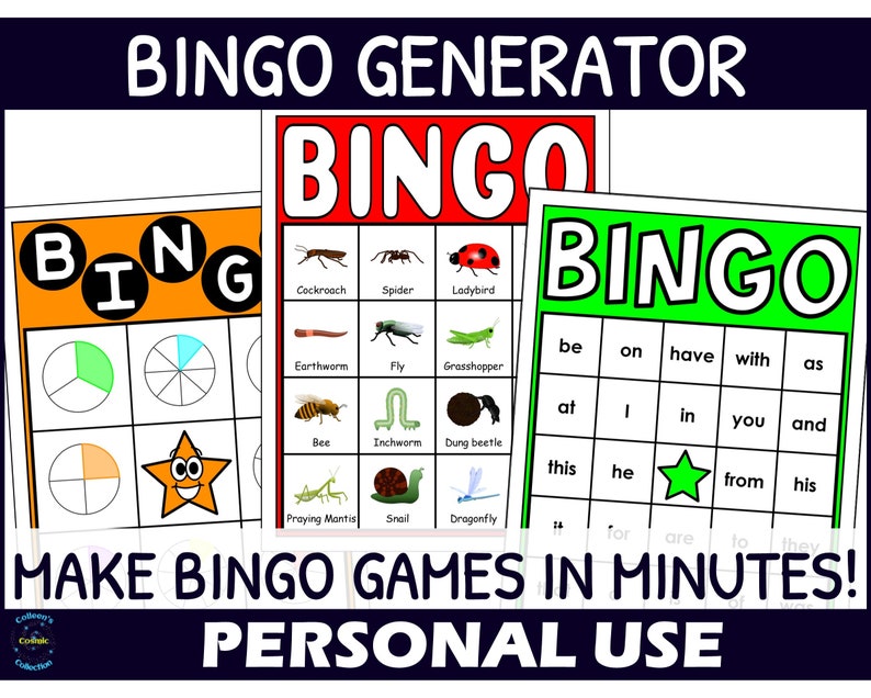 Personal Use Bingo Card Generator - Bingo Game Creator - Bingo Board - Etsy