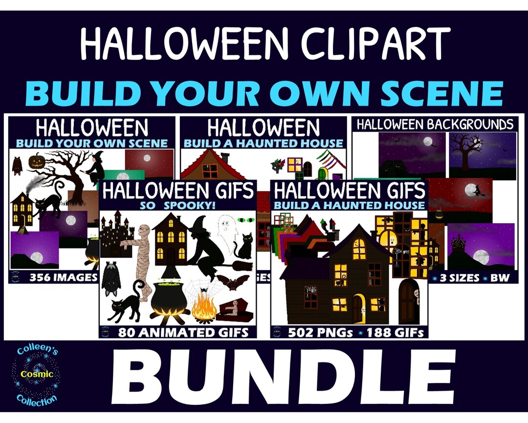 Build Your Own Scene Halloween Clipart and Animated GIF Clipart BUNDLE ...