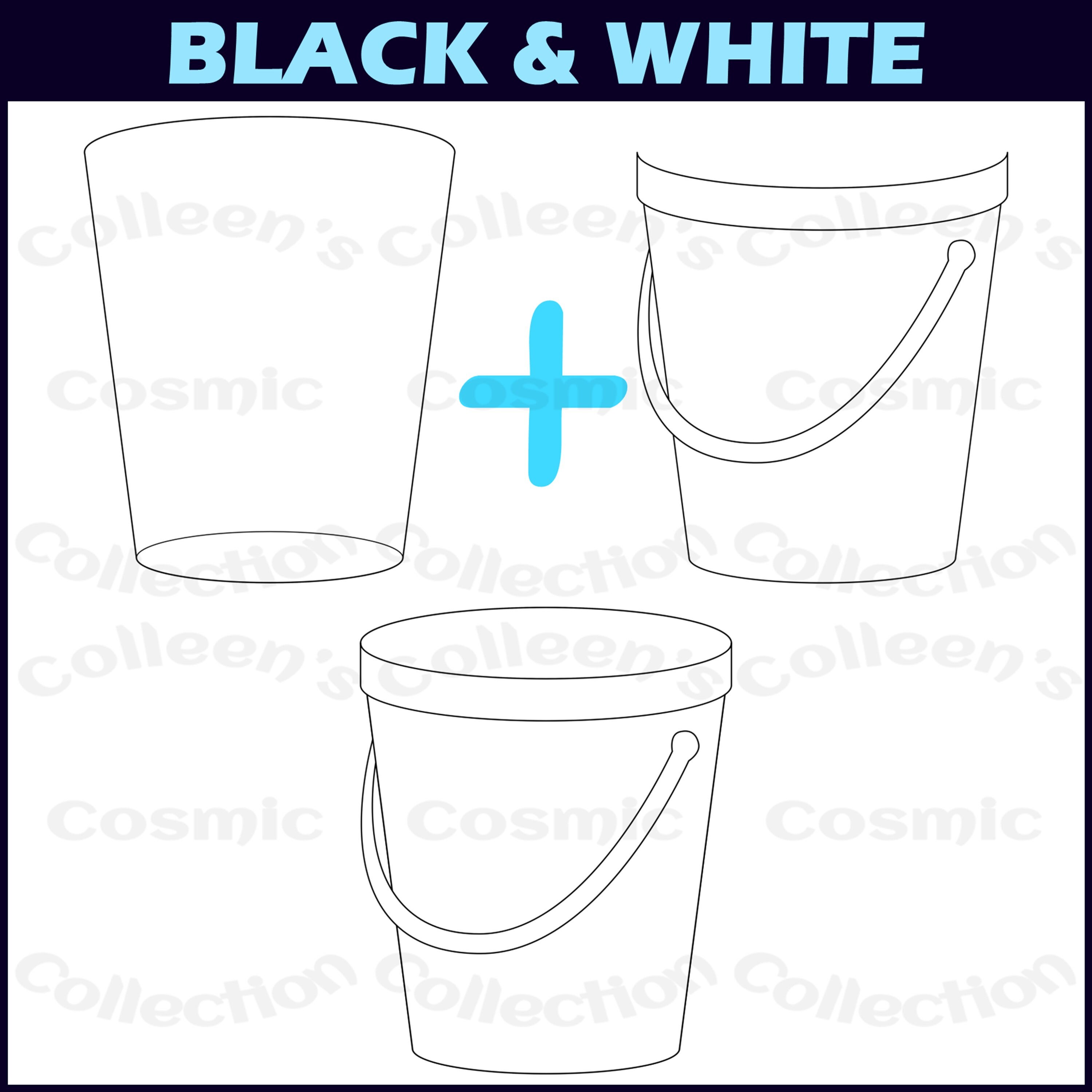 Rainbow Buckets Clipart Containers Beach Pails - Etsy