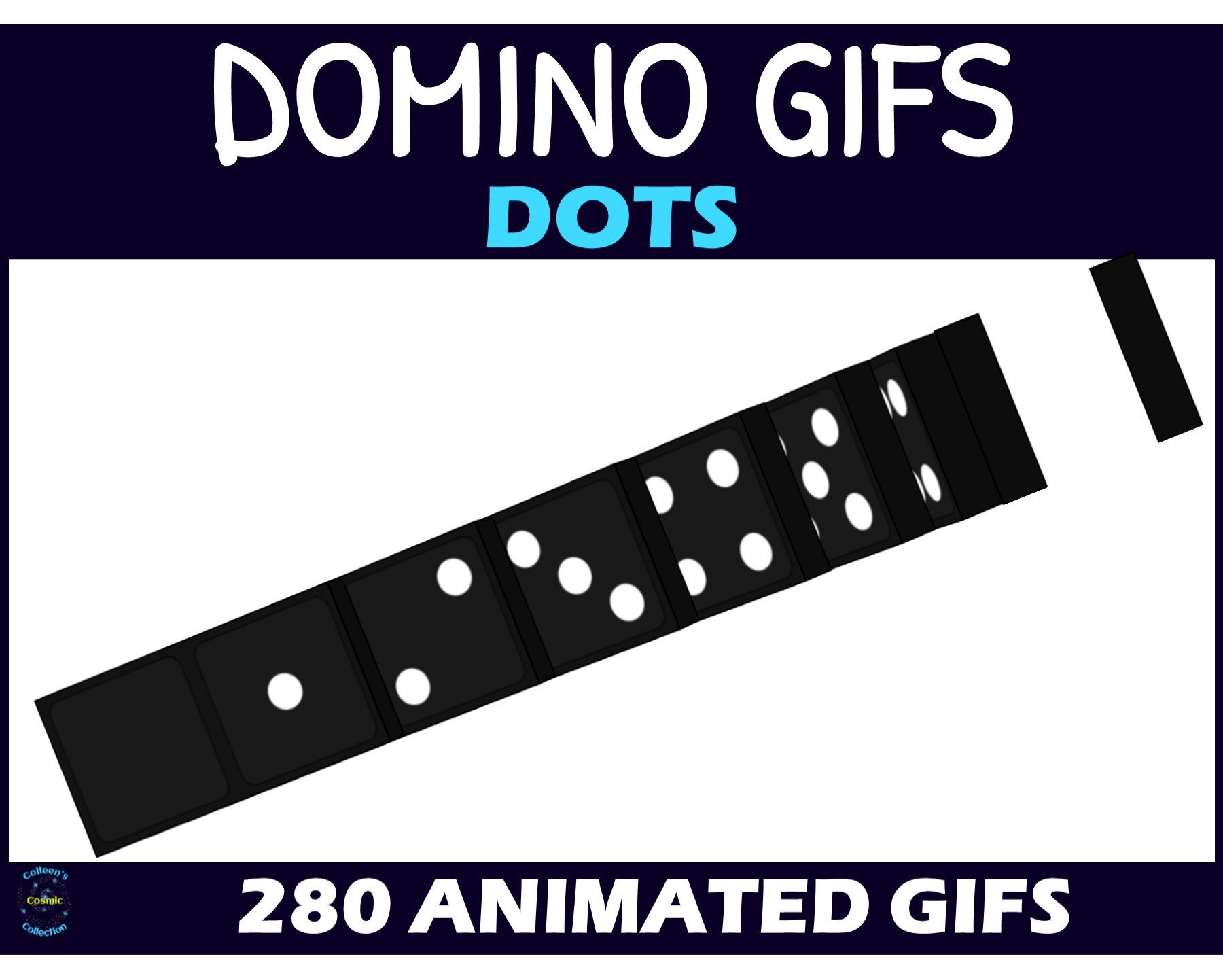 Domino Gifs Animated Dominoes Clipart Black With White Dots - Etsy Ireland