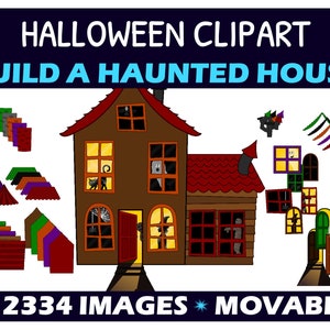 Build a Haunted House Halloween Clipart - Spooky Halloween Clip Art - Etsy
