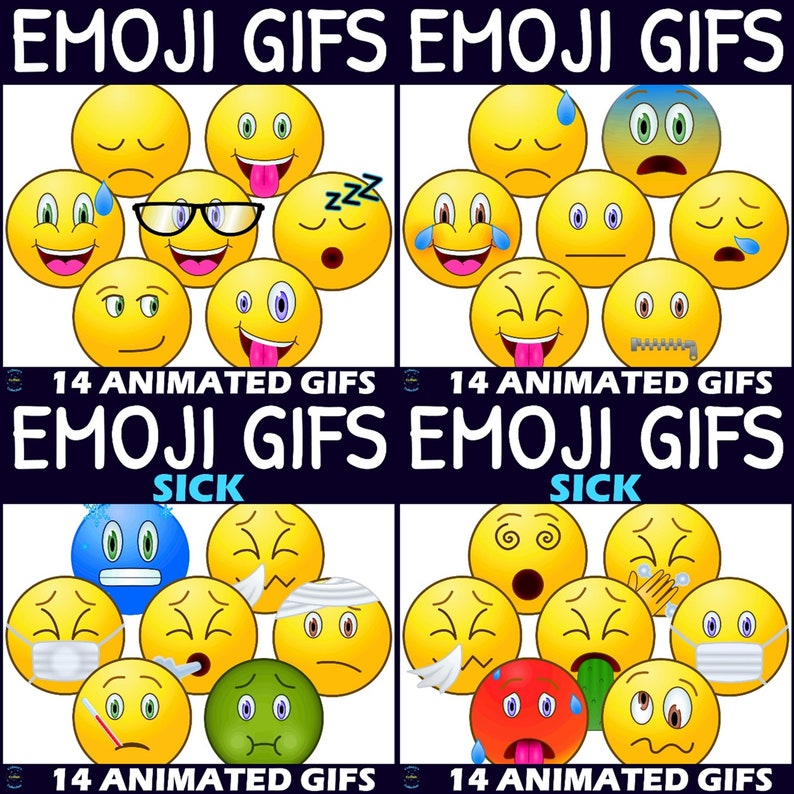 Emoji Clipart and Gifs MEGA BUNDLE - Emotions Clipart - Animated Emoji ...