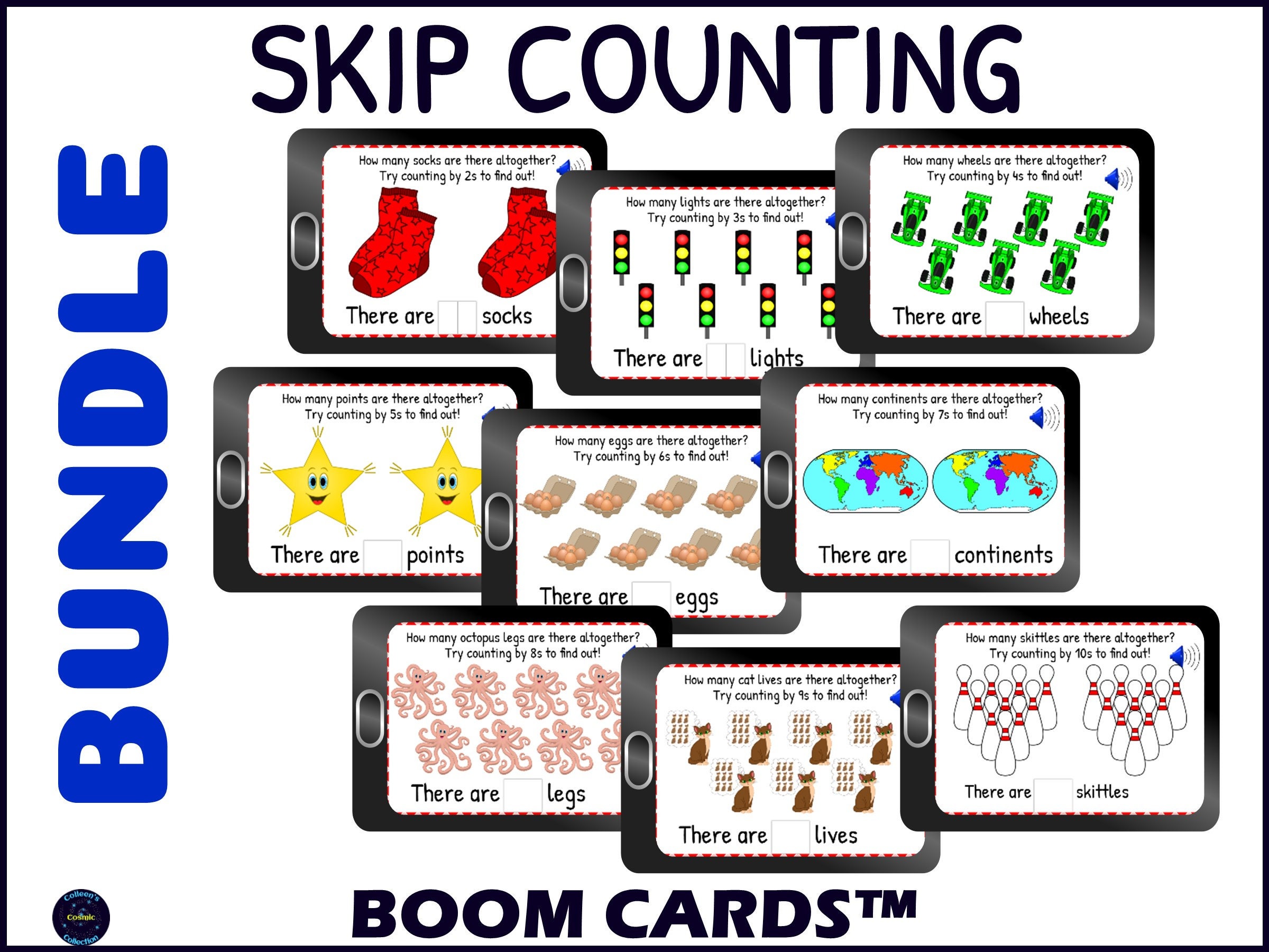 Skip Counting Introduction and Practice Digital Boom™ Cards BUNDLE - Etsy