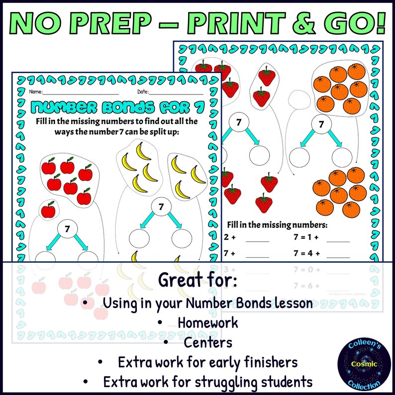 Number Bonds to 10 Activities - No Prep Worksheets - Printable ...