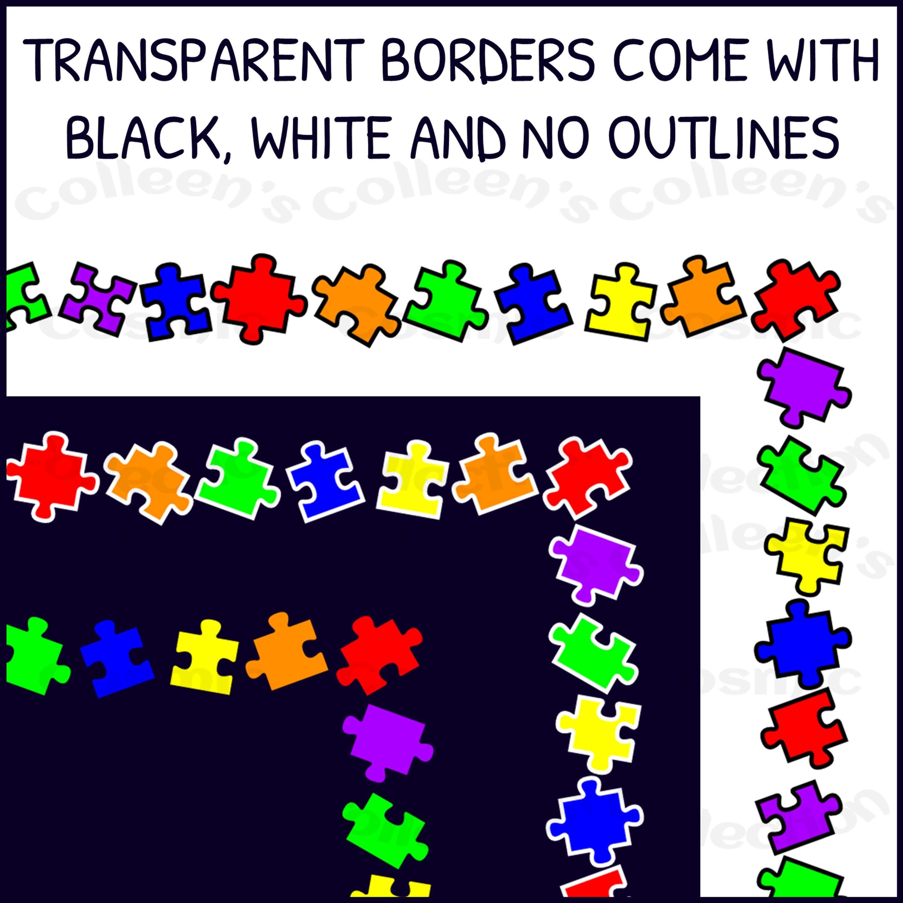 Puzzle Borders Set 3 - Border Clip Art - Etsy