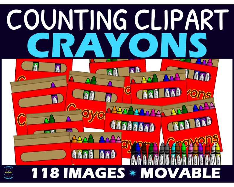Counting Crayons Clipart - Etsy