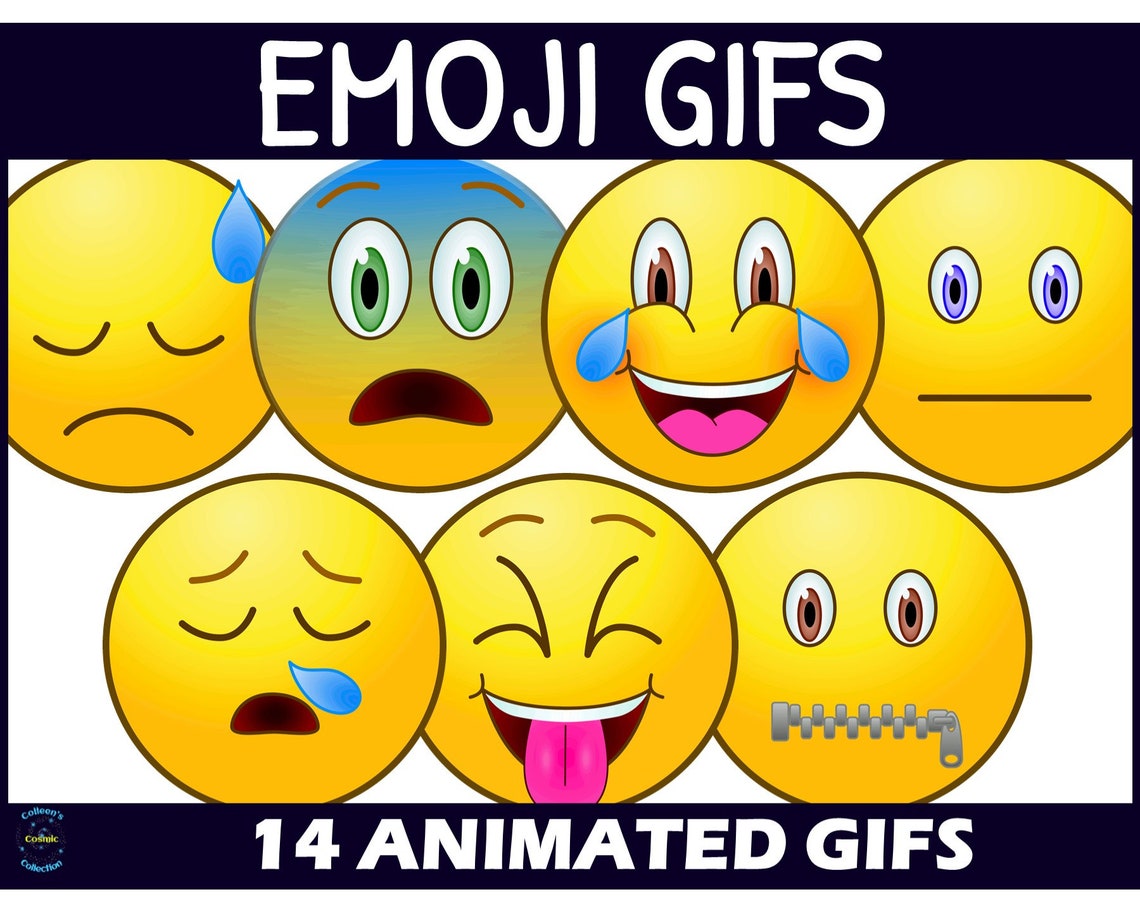 Emoji Gifs Set 10 Emotions Clip Art Animated Emoji Clip Art Emoji ...