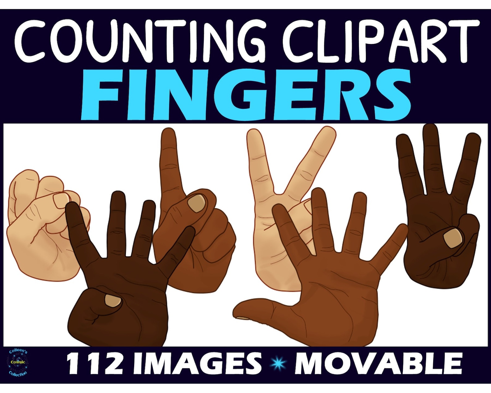 Counting Hands Clipart - Multicultural Counting Fingers Clip Art - Etsy