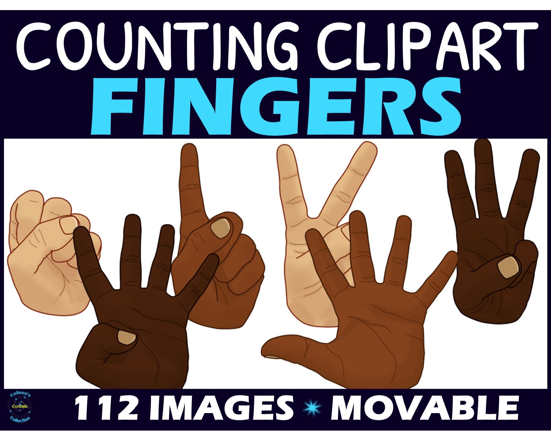 Counting Hands Clipart - Multicultural Counting Fingers Clip Art - Etsy