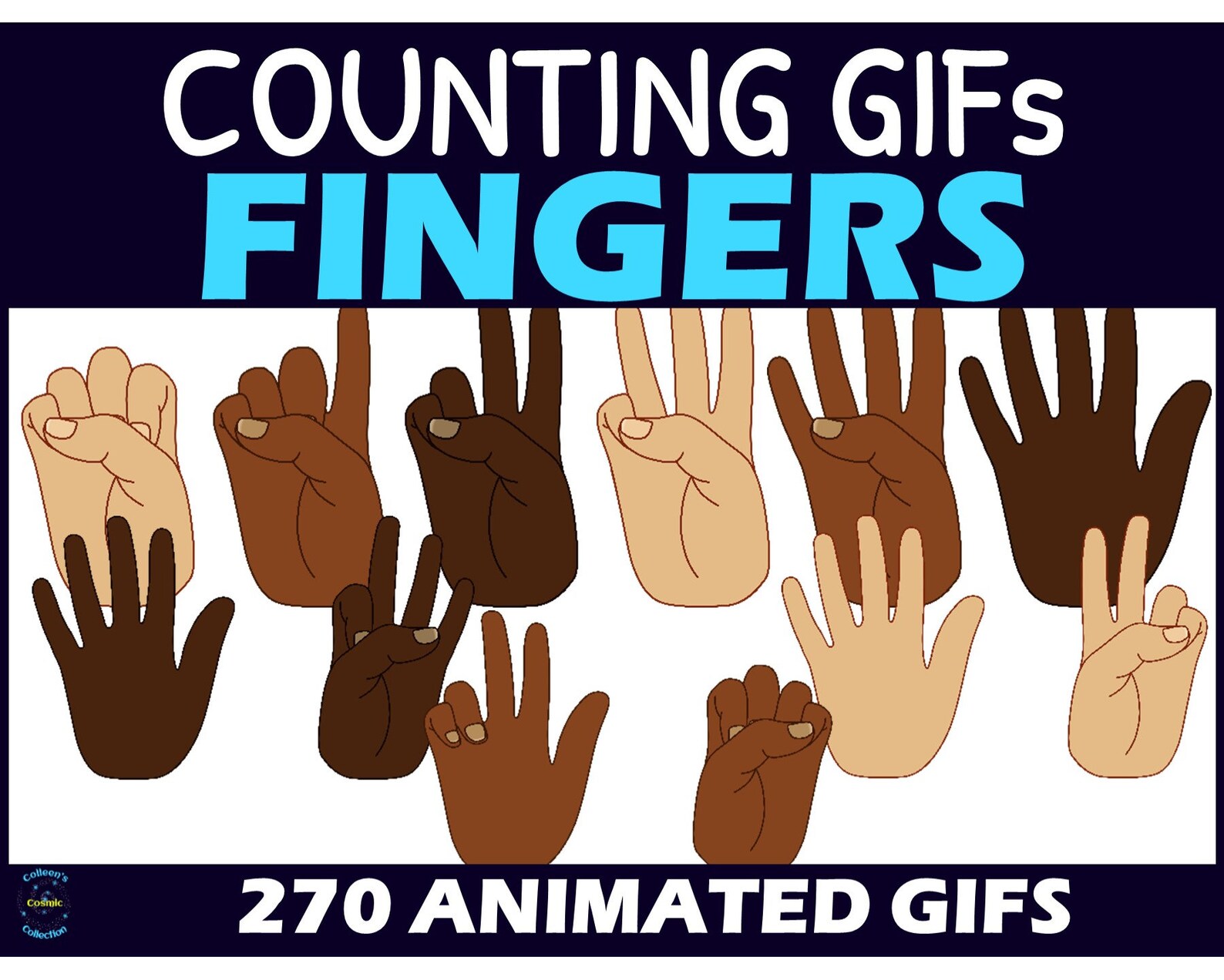 Counting Fingers Gifs - Animated Clipart - Hands Clip Art - Etsy