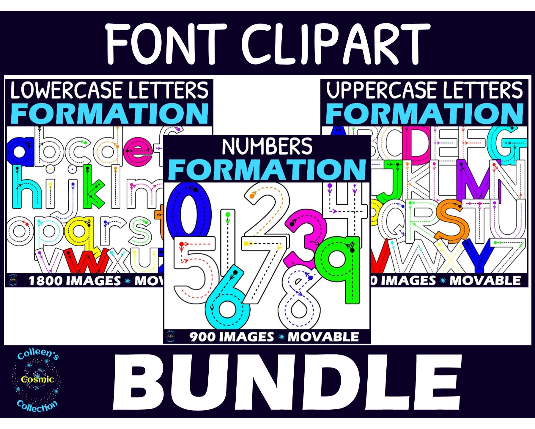 Writing Formation Font Clipart BUNDLE Handwriting Practice - Etsy
