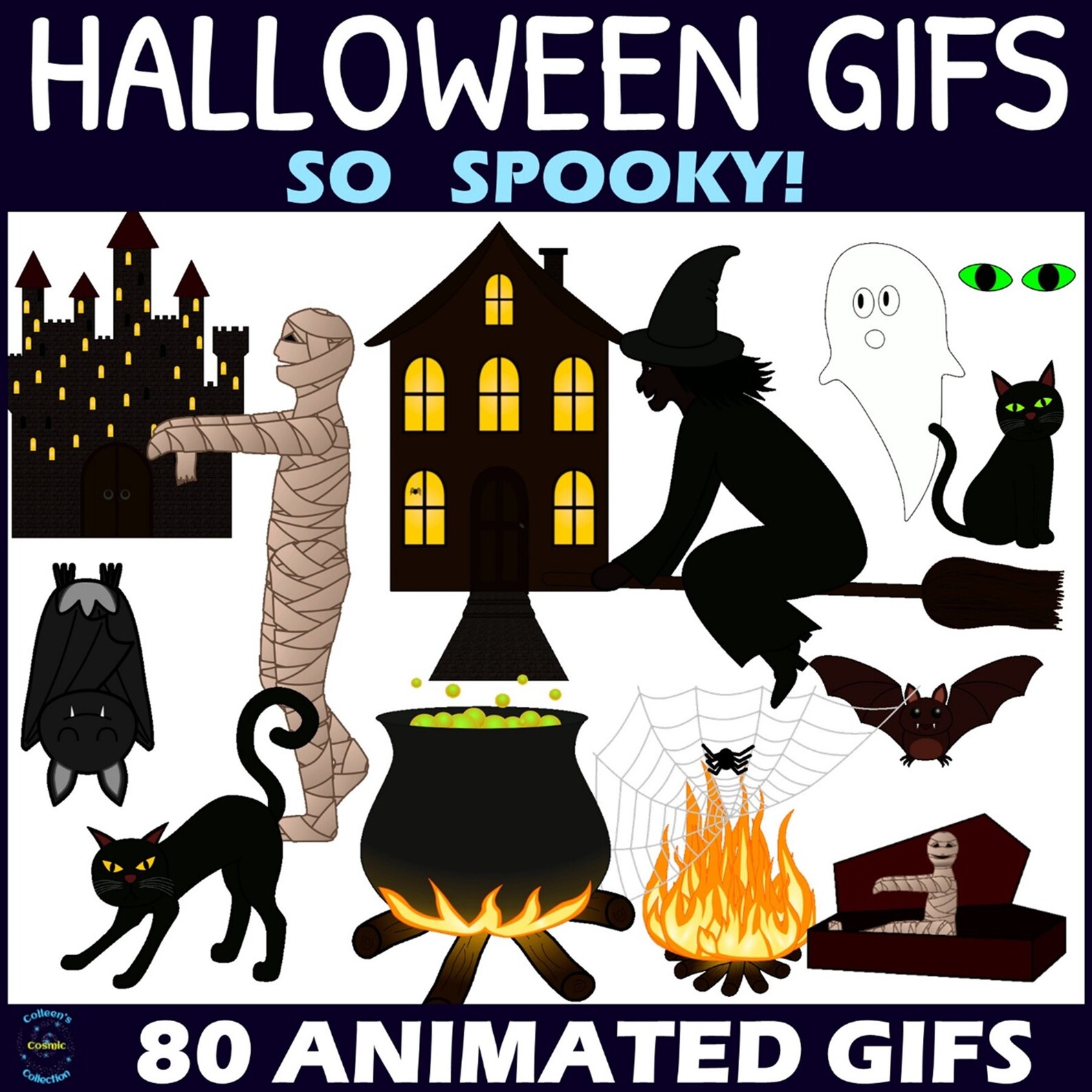 Build Your Own Scene Halloween Clipart and Animated GIF Clipart BUNDLE ...