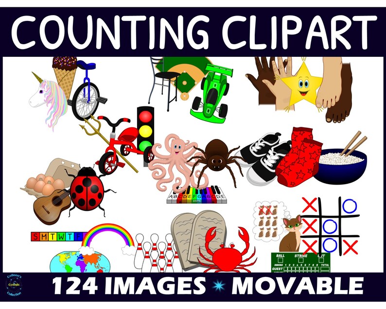 Counting Pictures Clipart Images Representing Numbers 1 to - Etsy