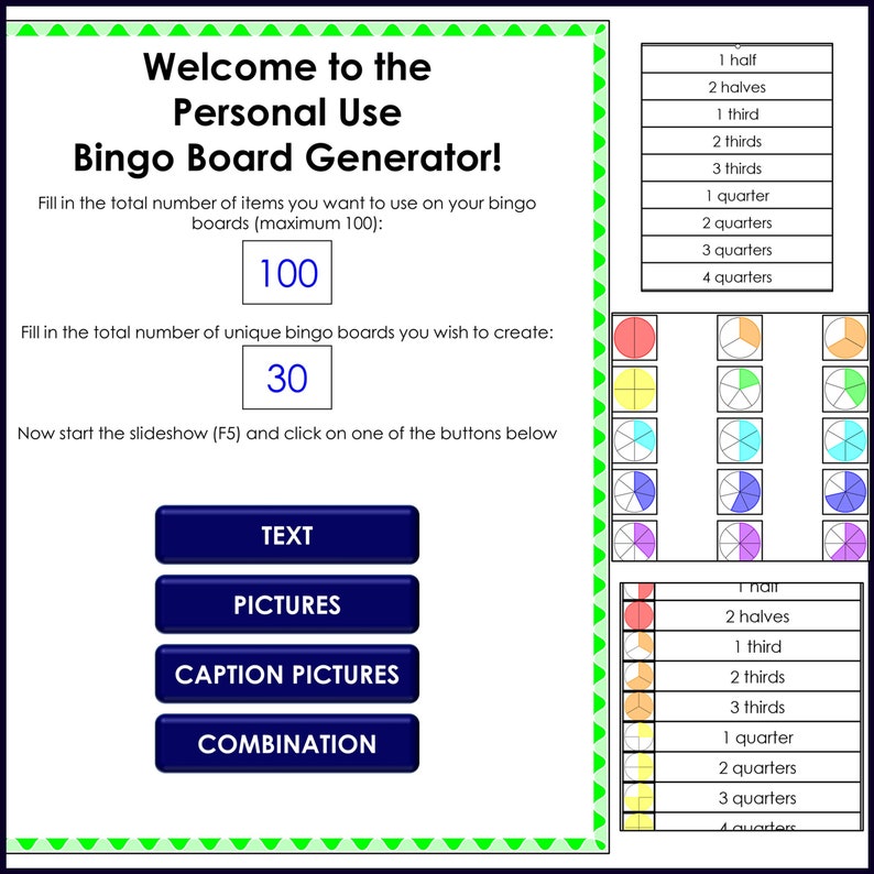 Personal Use Bingo Card Generator Bingo Game Creator Bingo - Etsy