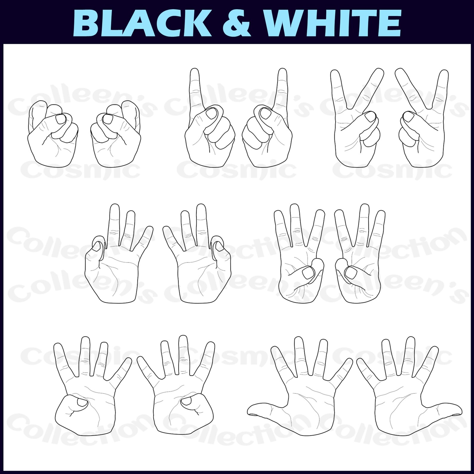 Counting Hands Clipart - Multicultural Counting Fingers Clip Art - Etsy