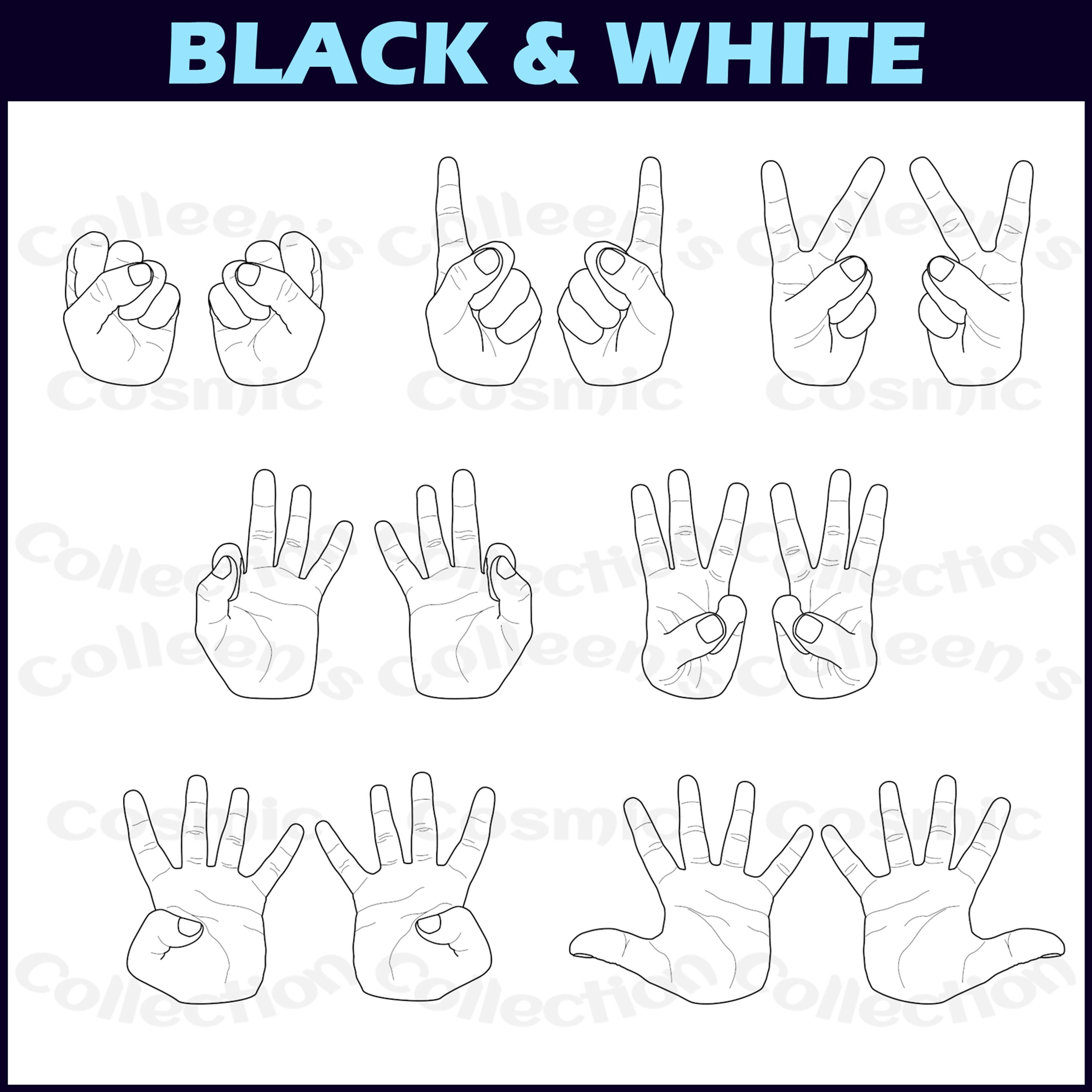 Counting Hands Clipart - Multicultural Counting Fingers Clip Art - Etsy