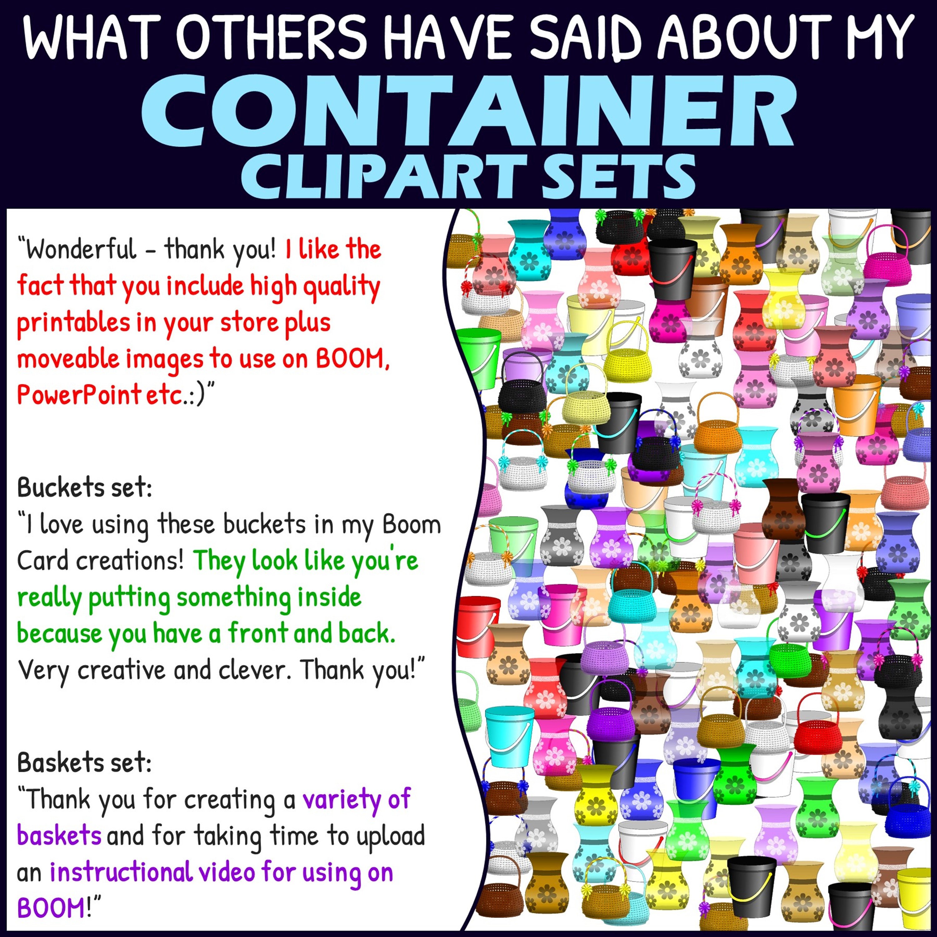 Rainbow Buckets Clipart Containers Beach Pails - Etsy