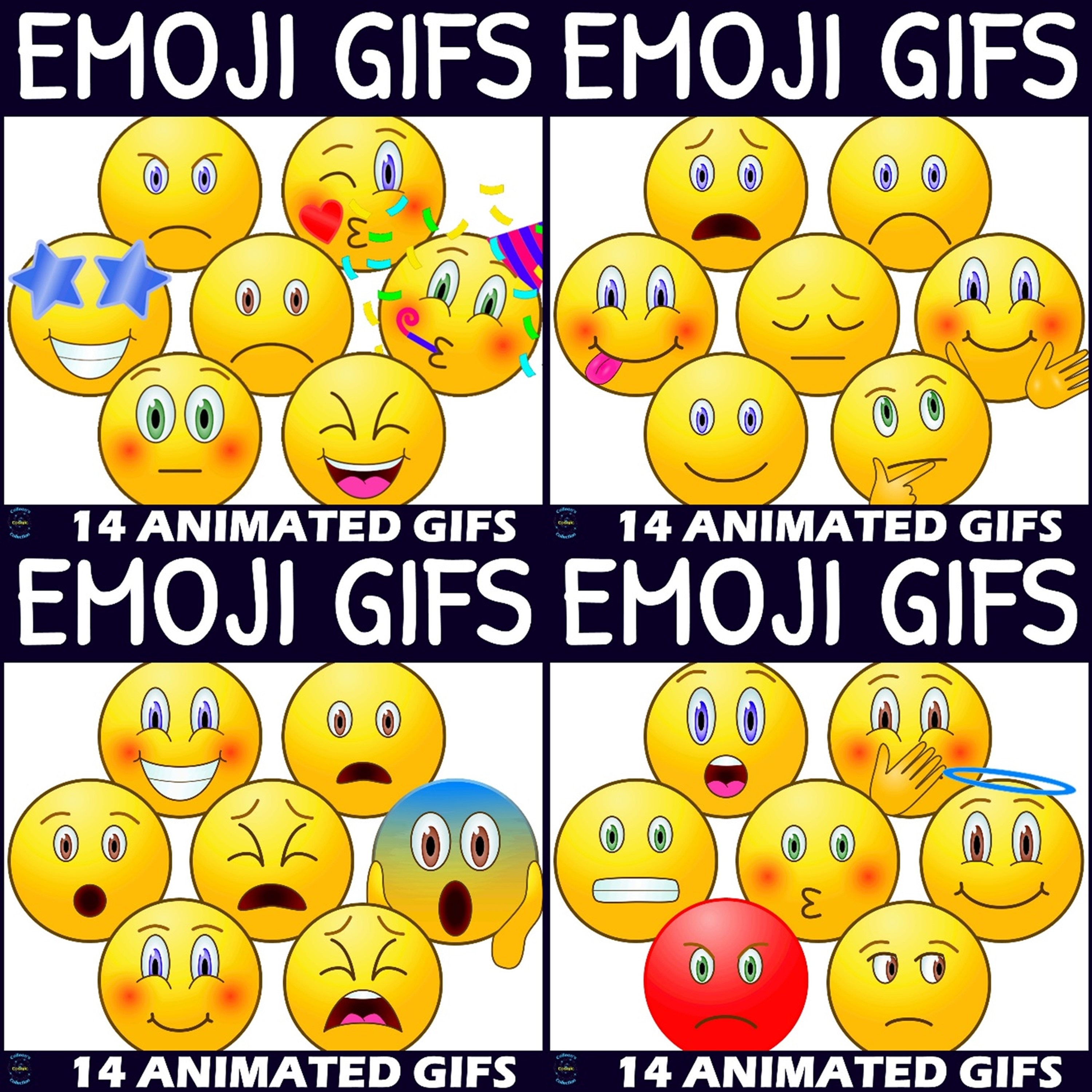 Emoji Gifs BUNDLE - Emotions Clipart - Animated Emoji Clip Art - Emoji ...