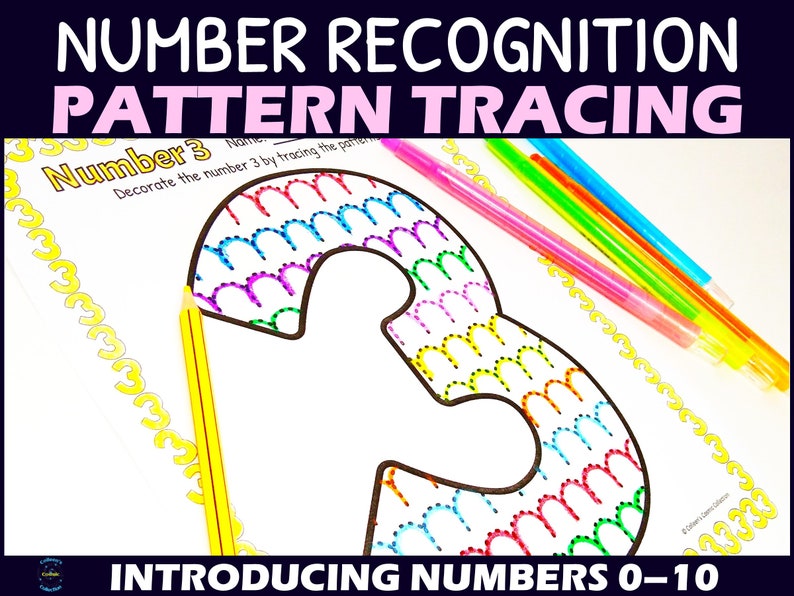 Number Recognition Worksheets 0-10 | Pattern Tracing Activity - Etsy