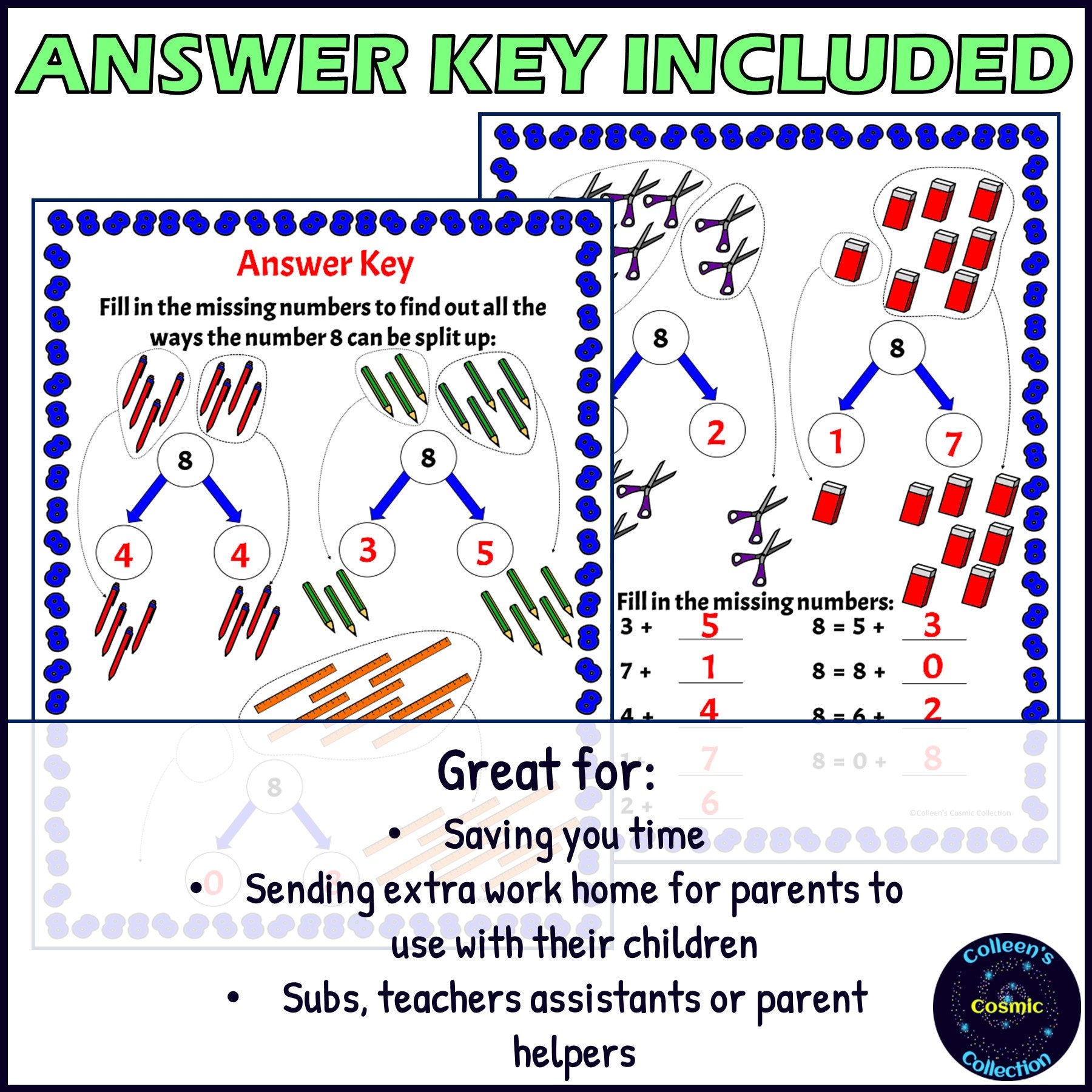 Number Bonds to 10 Activities - No Prep Worksheets - Printable ...