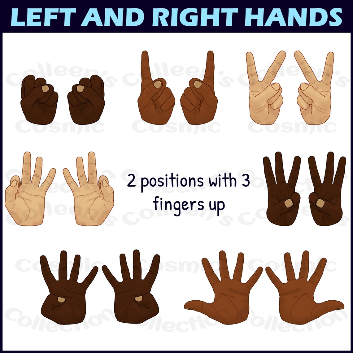 Counting Hands Clipart - Multicultural Counting Fingers Clip Art - Etsy