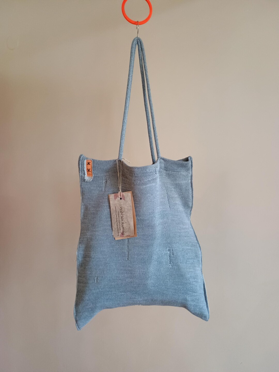 Ripped Knit Bag, Torn Bag, Grey Tote Bag, Unisex Knit Bag, Wabi Sabi ...