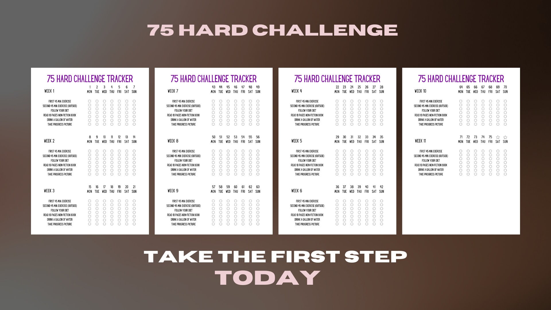 75 Hard Challenge Tracker Fitness Challenge 75hard Printable Pdf 75 ...