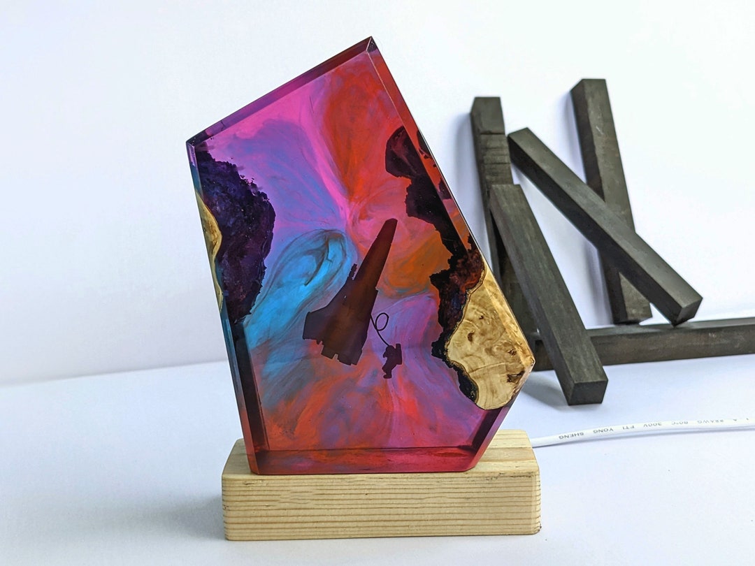 The Universe, Epoxy Wood Lamp, Resin Night Light, Epoxy Resin Lamp ...