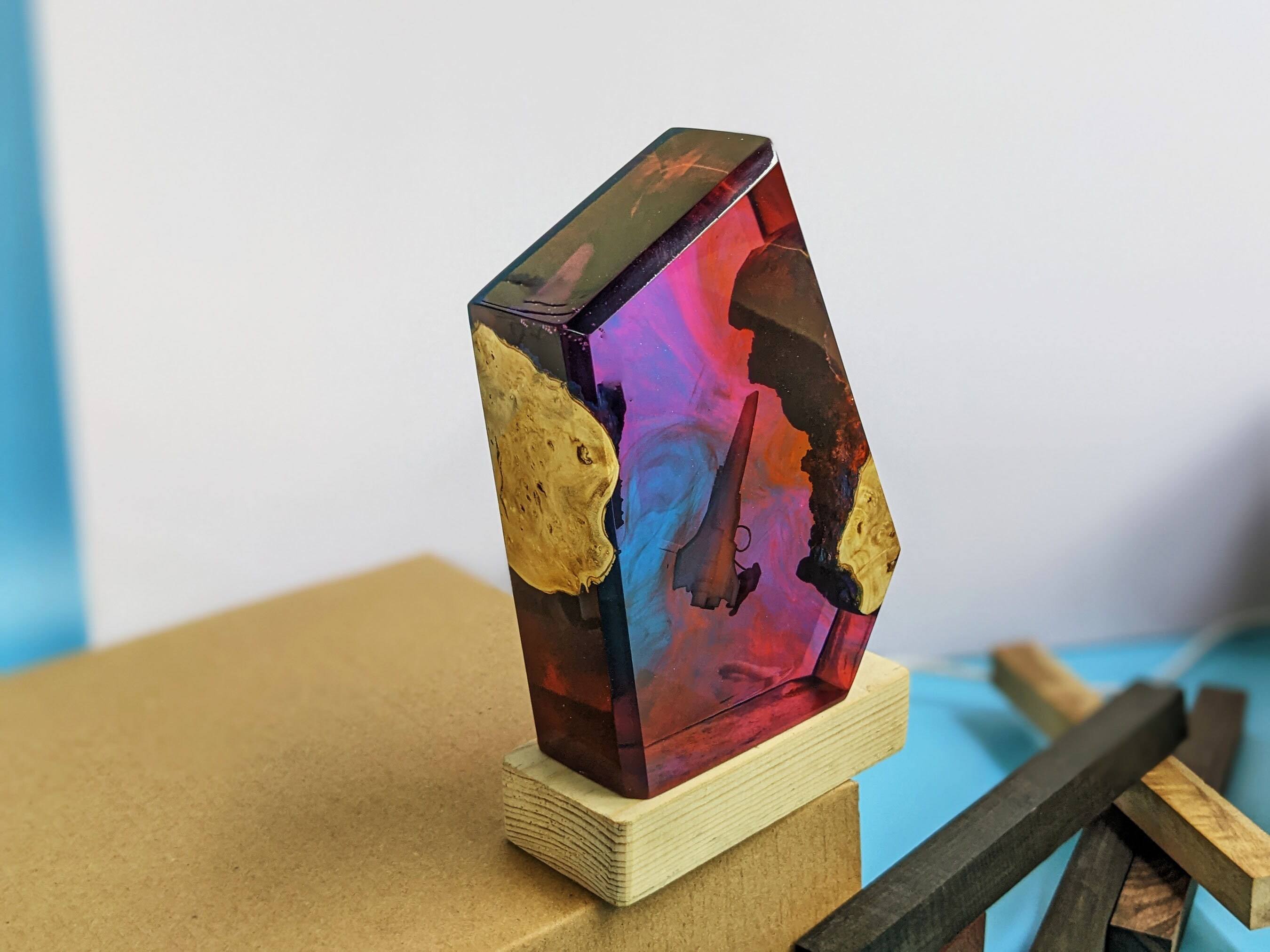 The Universe, Epoxy Wood Lamp, Resin Night Light, Epoxy Resin Lamp ...
